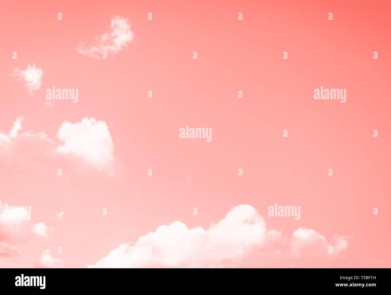 Coral color sky background with white clouds. Gradient coral Stock ...