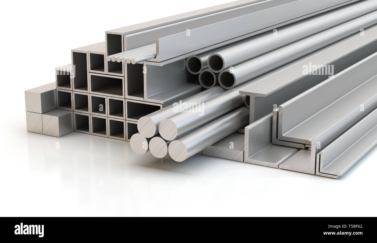 Steel profiles, 3D illustration Stock Photo - Alamy
