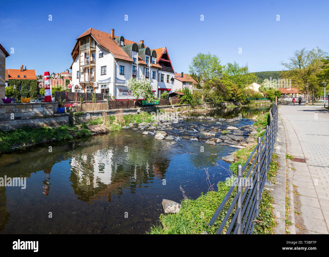 KRONACH, GERMANY - CIRCA APRIL, 2019: Townscape of Kronach with Haßlach ...