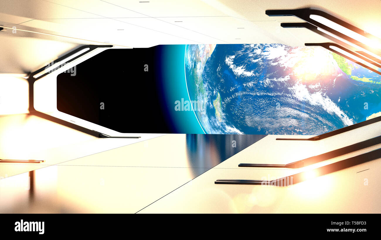 Hatch of a spaceship. Planet earth and conquest of space. Future and ...