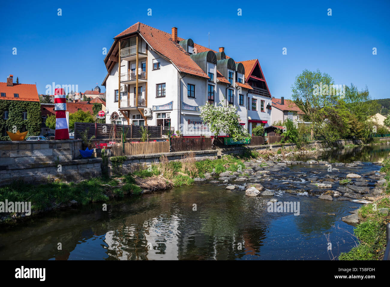 Cityscape with river hasslach and fortress rosenberg hi-res stock ...