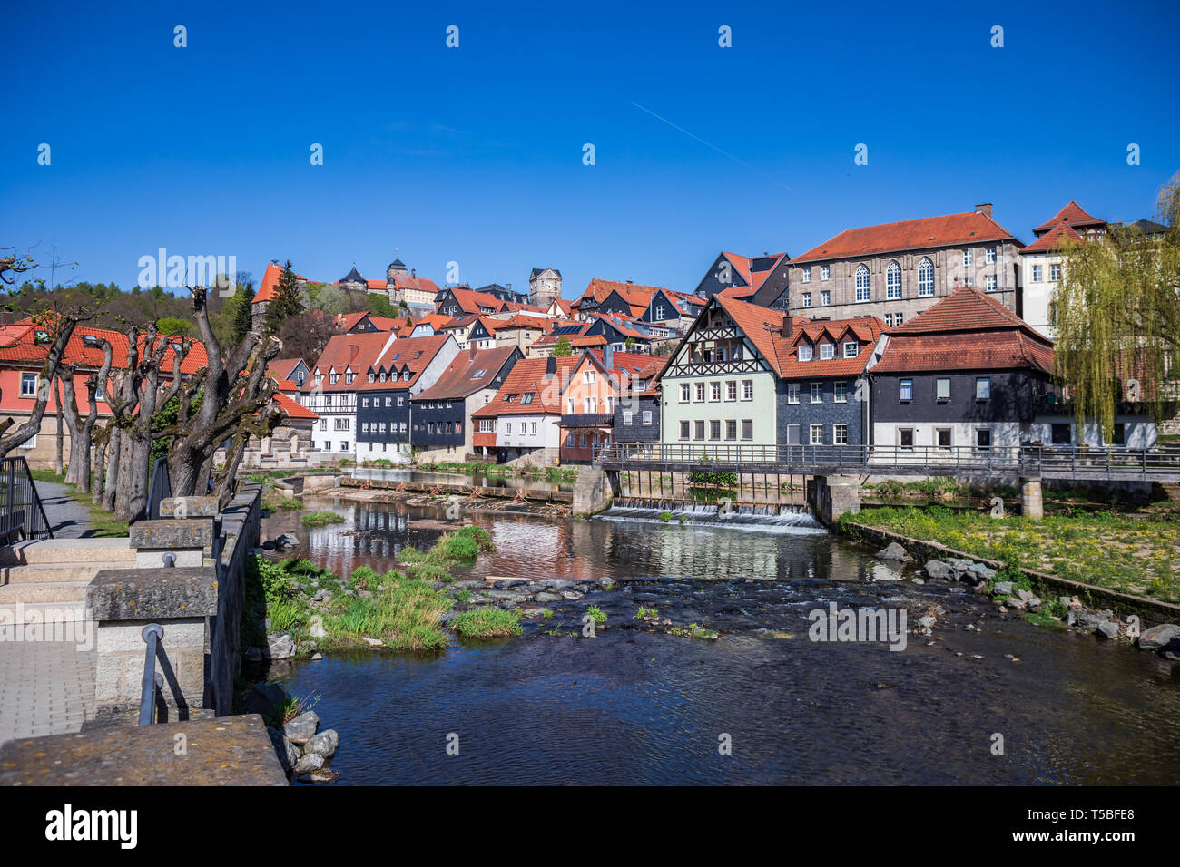 KRONACH, GERMANY - CIRCA APRIL, 2019: Townscape of Kronach with Haßlach ...