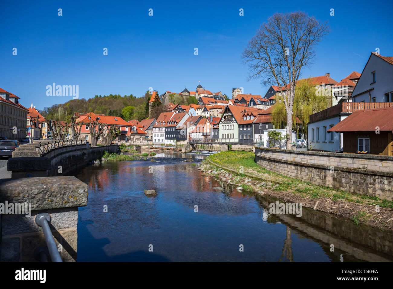 KRONACH, GERMANY - CIRCA APRIL, 2019: Townscape of Kronach with Haßlach ...