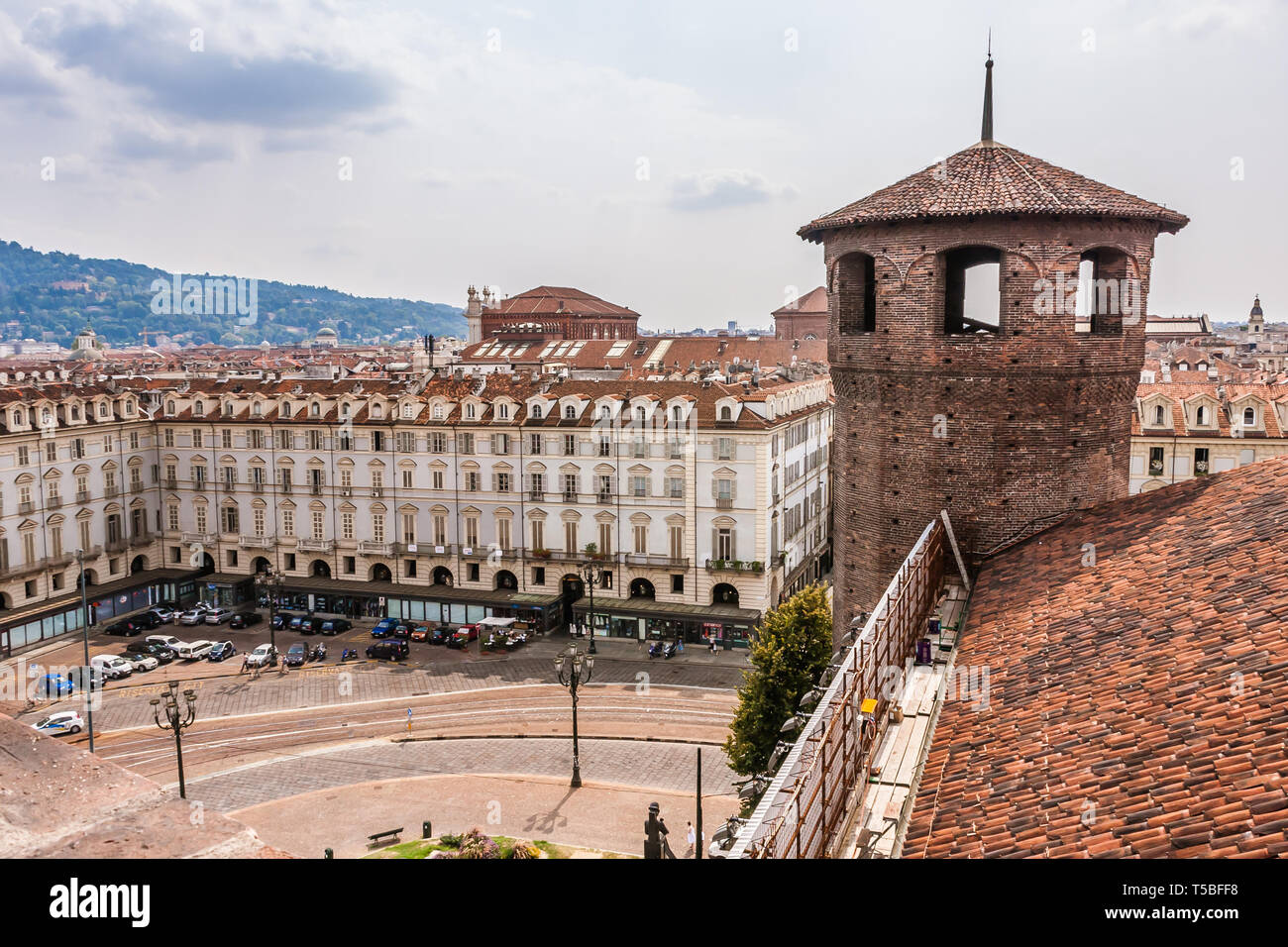 An aerial view of Piazza Castello from Madama Palace, Turin Stock Photo ...