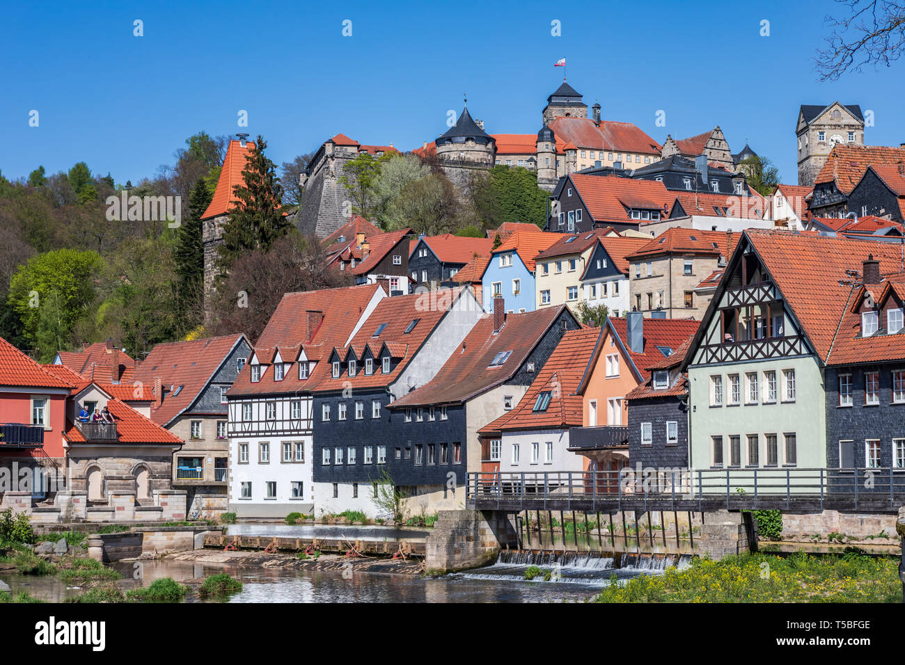KRONACH, GERMANY - CIRCA APRIL, 2019: Townscape of Kronach with Haßlach ...