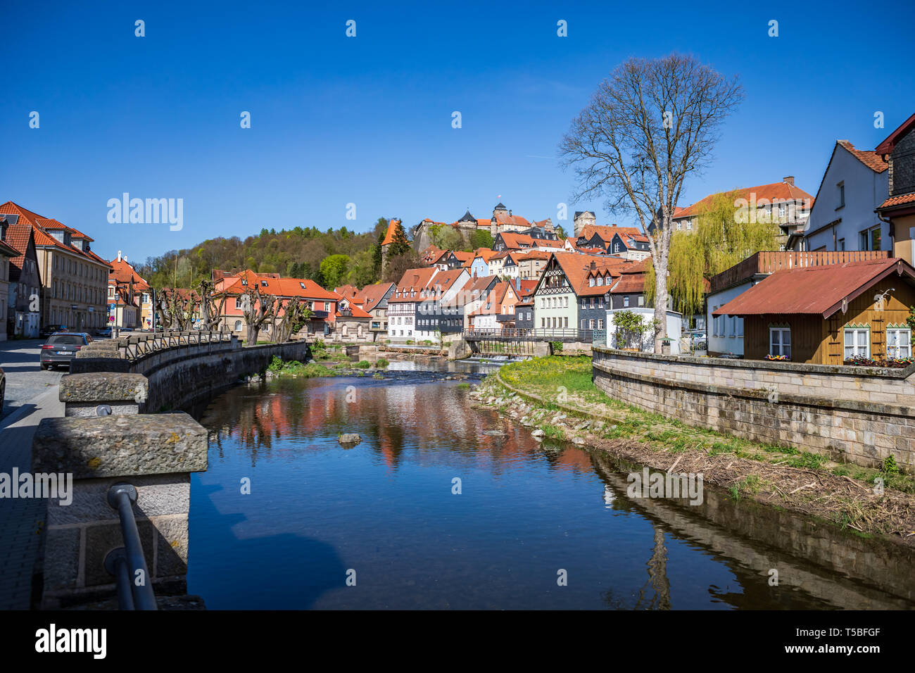 KRONACH, GERMANY - CIRCA APRIL, 2019: Townscape of Kronach with Haßlach ...