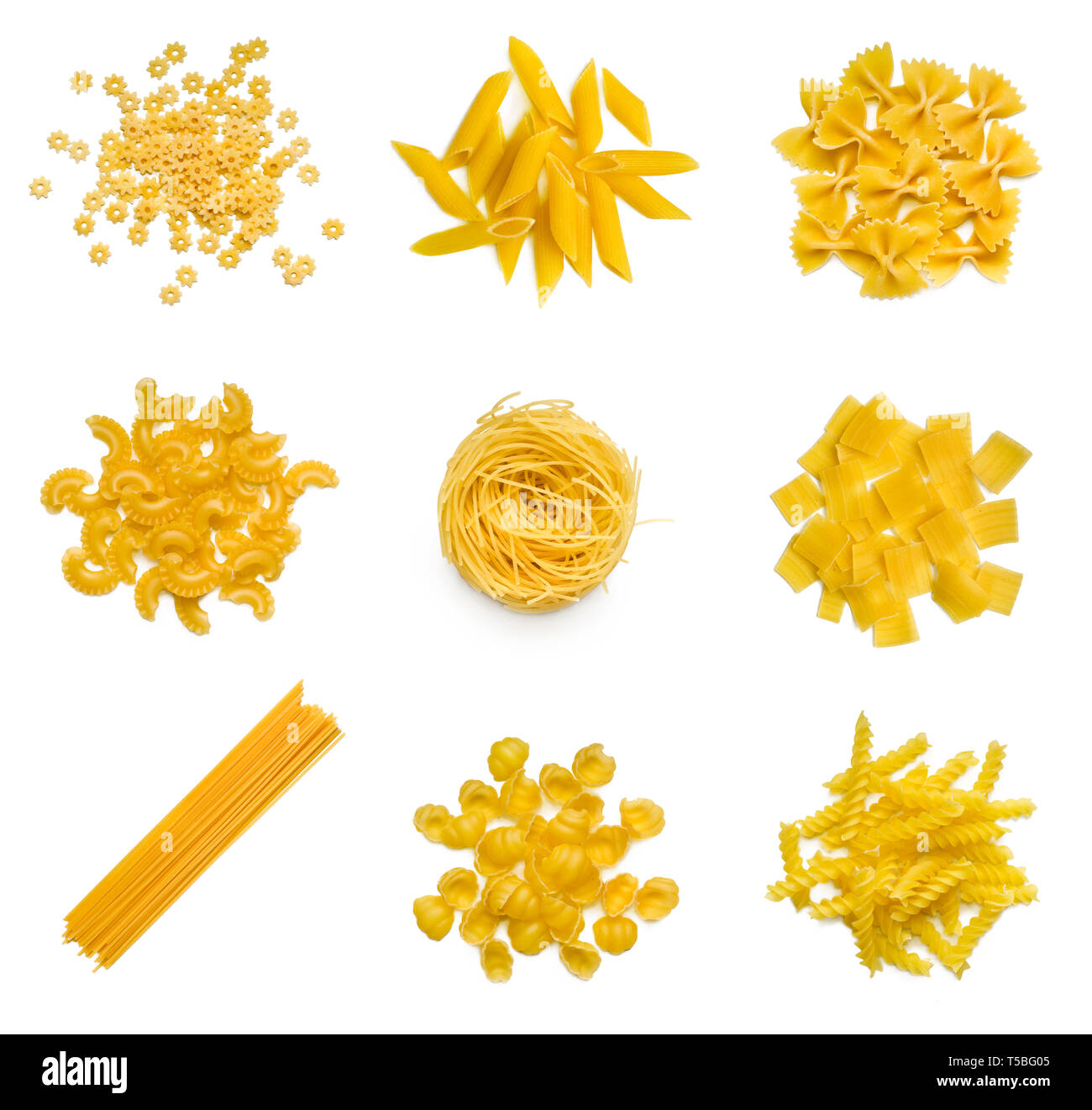 Big collection of italian pasta isolated on white background Stock ...