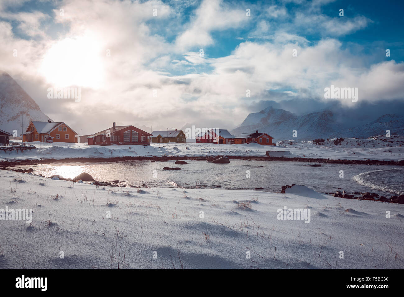 Ramberg village on the coast of Lofoten Islands Stock Photo - Alamy