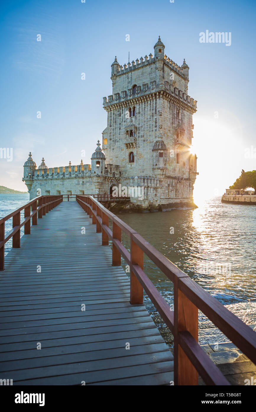 The Torre de Belem castle in Belem near Lisbon, Portugal Stock Photo ...