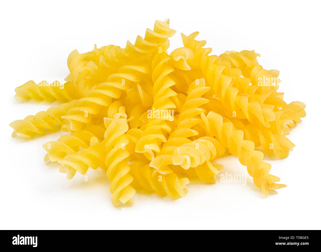 A portion of Rotini corkscrew pasta isolated on white Stock Photo - Alamy