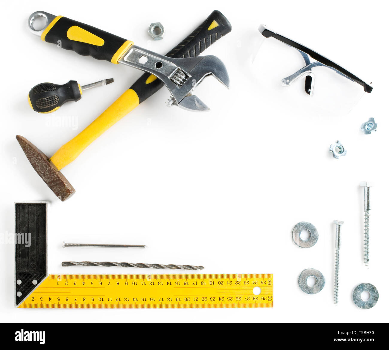 Tools frame with copy space isolated on white background Stock Photo ...