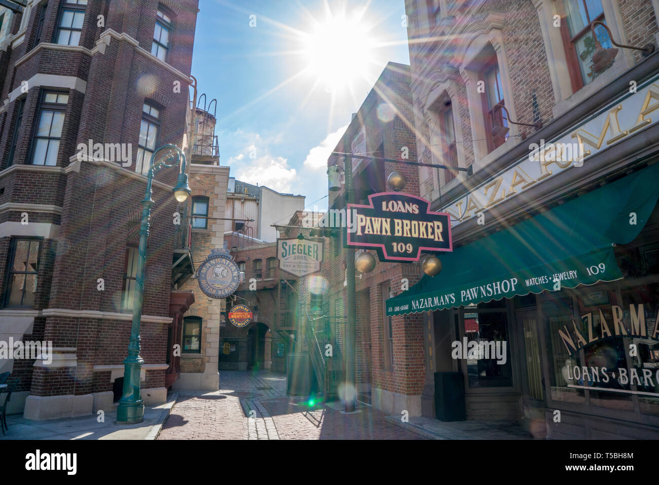 Street theming with shop fronts, signs and architecture in Universal ...