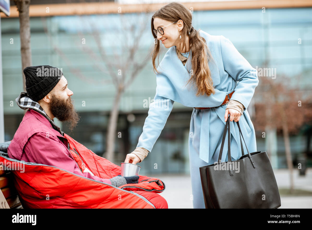Homeless People Smiling While Passing