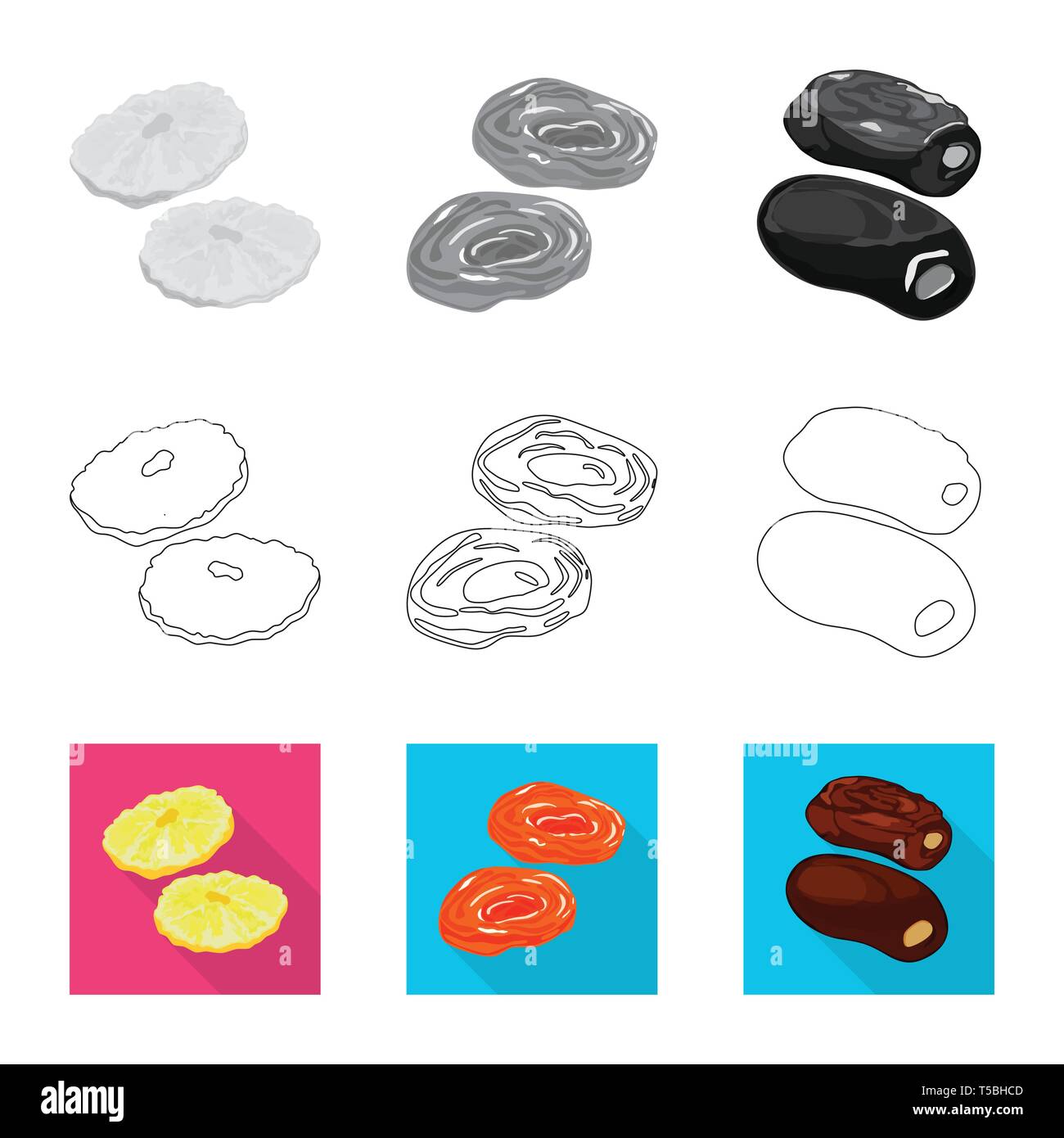 Vector illustration of food and raw symbol. Collection of food and ...