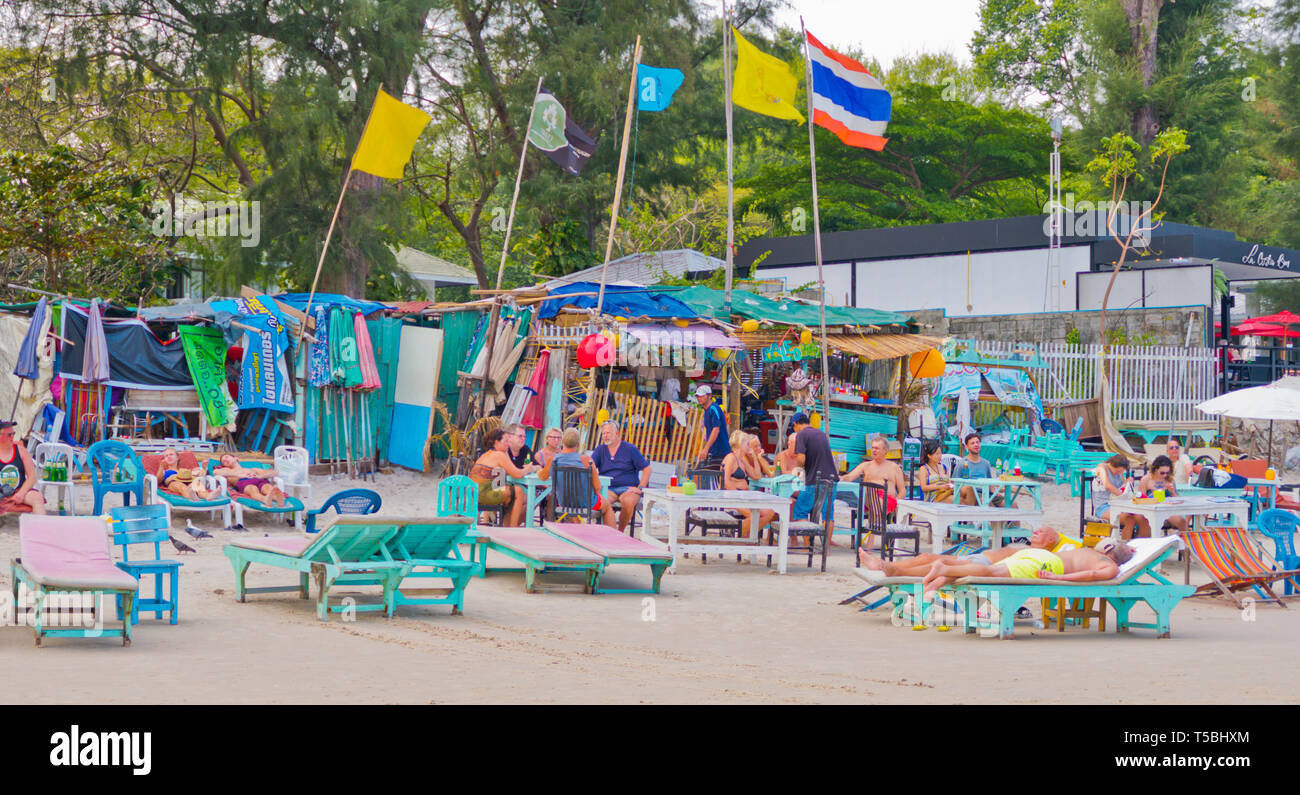 Paleo Beach Shack Bar, beach, Hua Hin, Thailand Stock Photo - Alamy