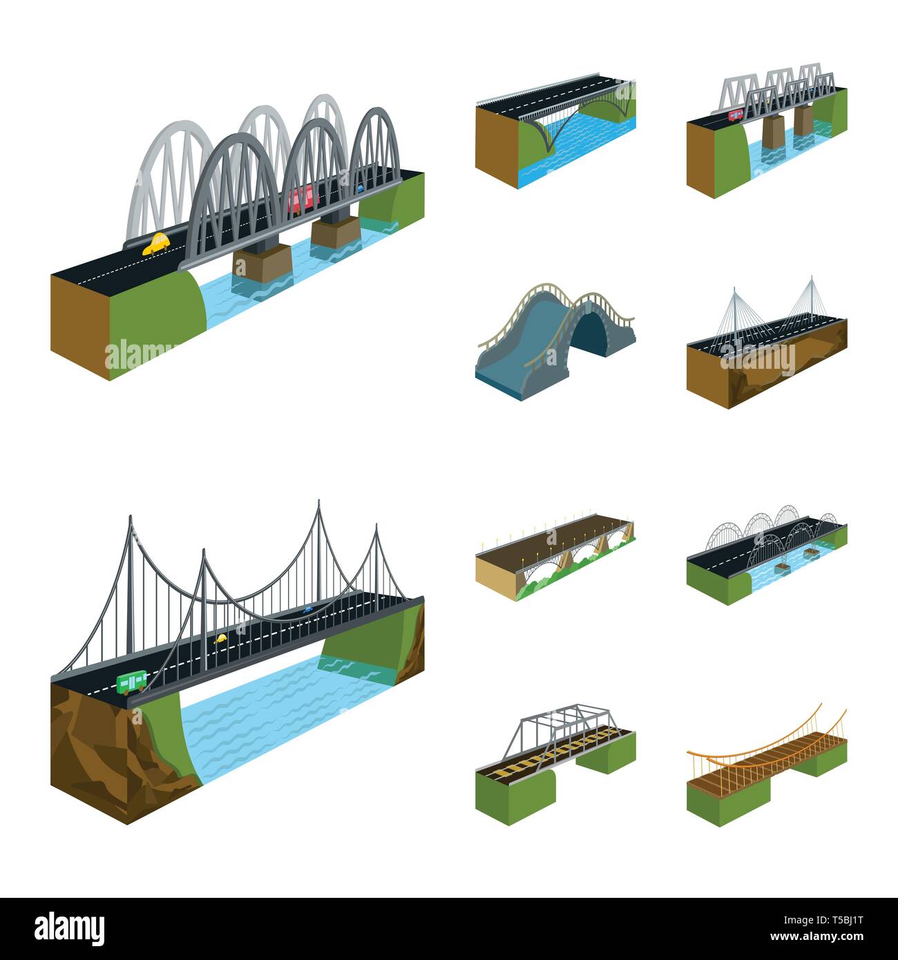Isolated object of bridgework and architecture icon. Set of bridgework ...