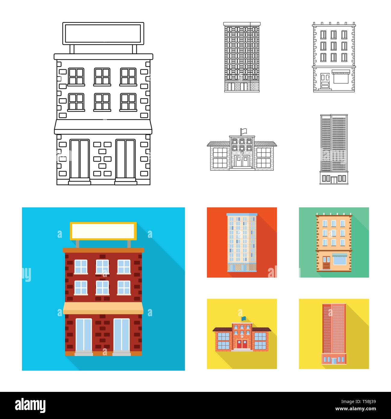 Vector illustration of municipal and center symbol. Collection of ...