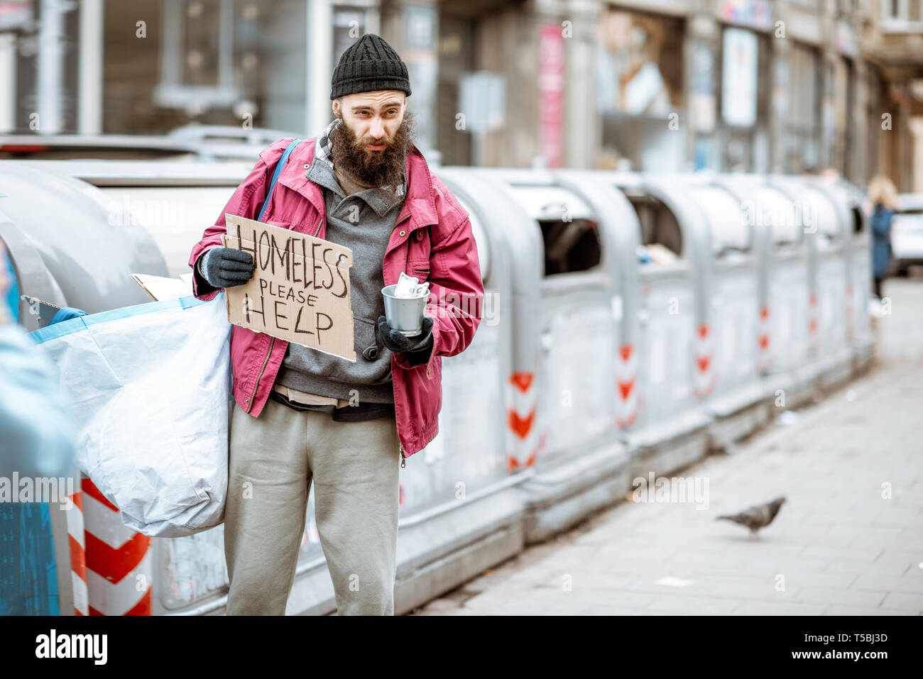 Beggar begging panhandler homeless homelessness hi-res stock ...