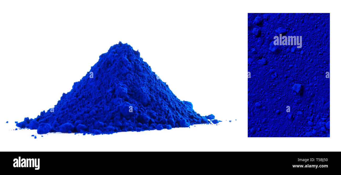 Collection of blue powder isolated on white Stock Photo - Alamy