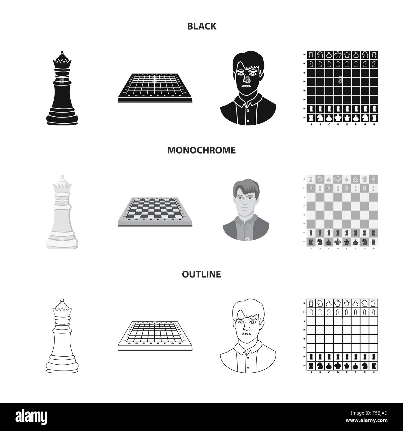 Vector illustration of checkmate and thin icon. Set of checkmate and ...