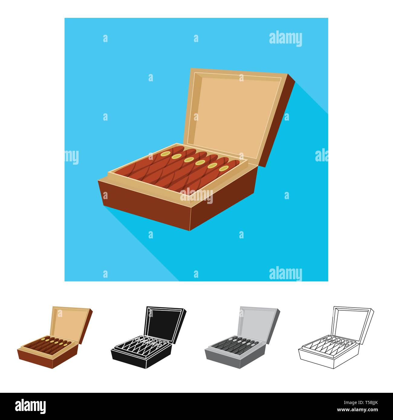 Vector illustration of cigar and box icon. Collection of cigar and pack ...