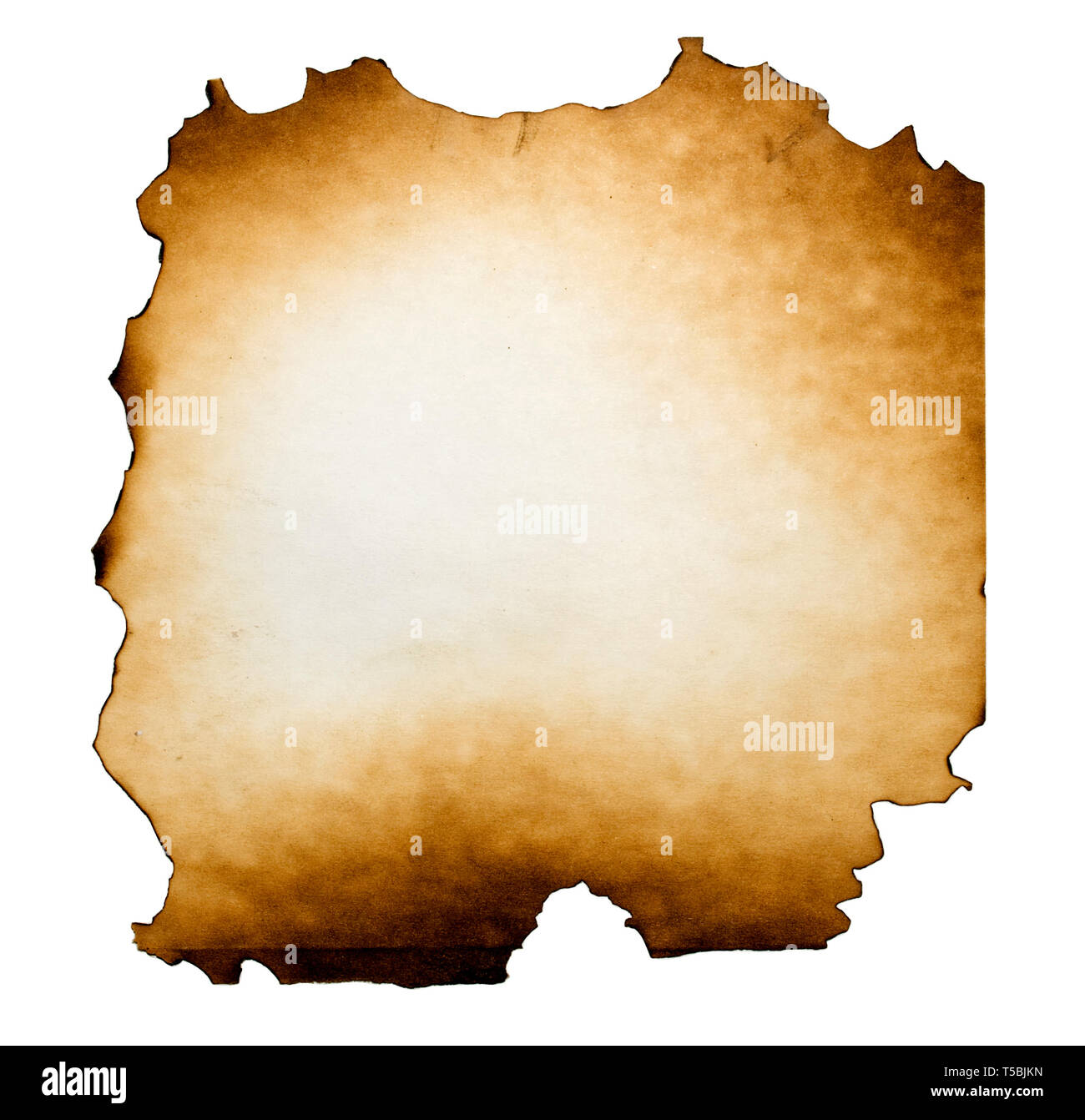 Burned paper on white background with clipping path Stock Photo - Alamy