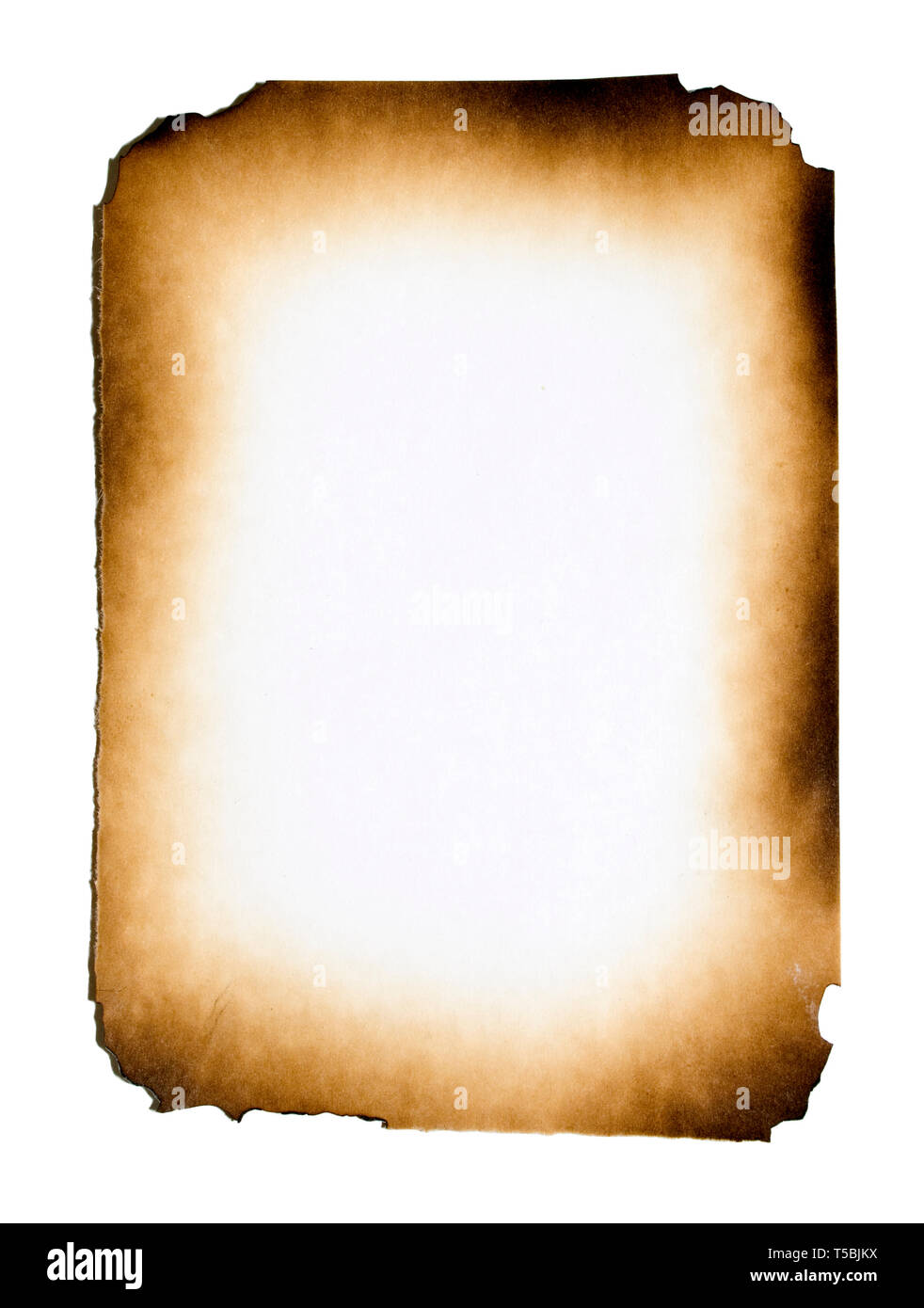 Burned paper on white background with clipping path Stock Photo - Alamy