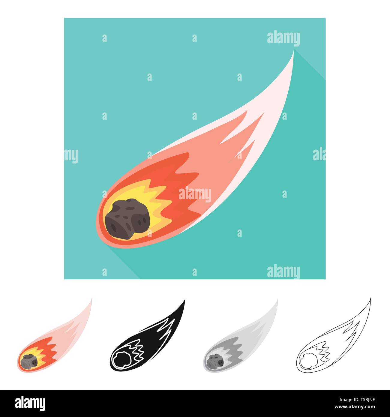 Vector illustration of comet and asteroid logo. Collection of comet and ...