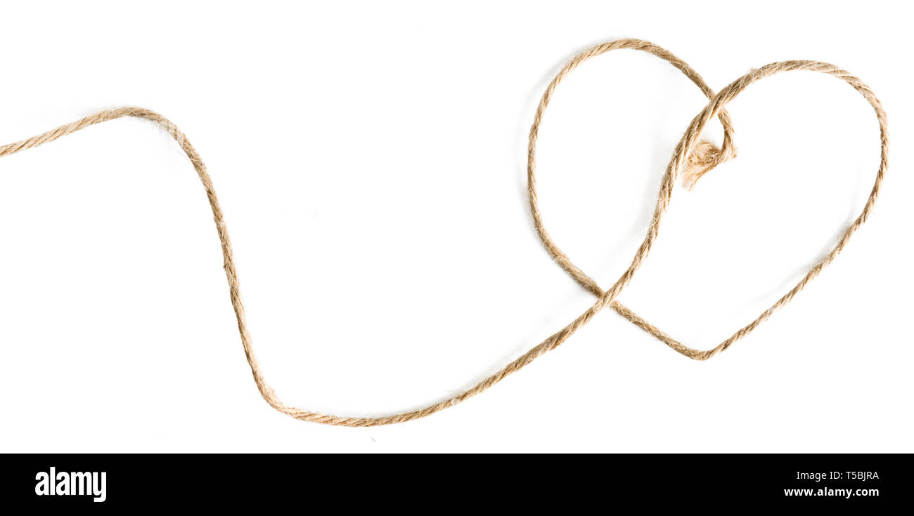 Heart shaped rope on white background with sample text Stock Photo - Alamy