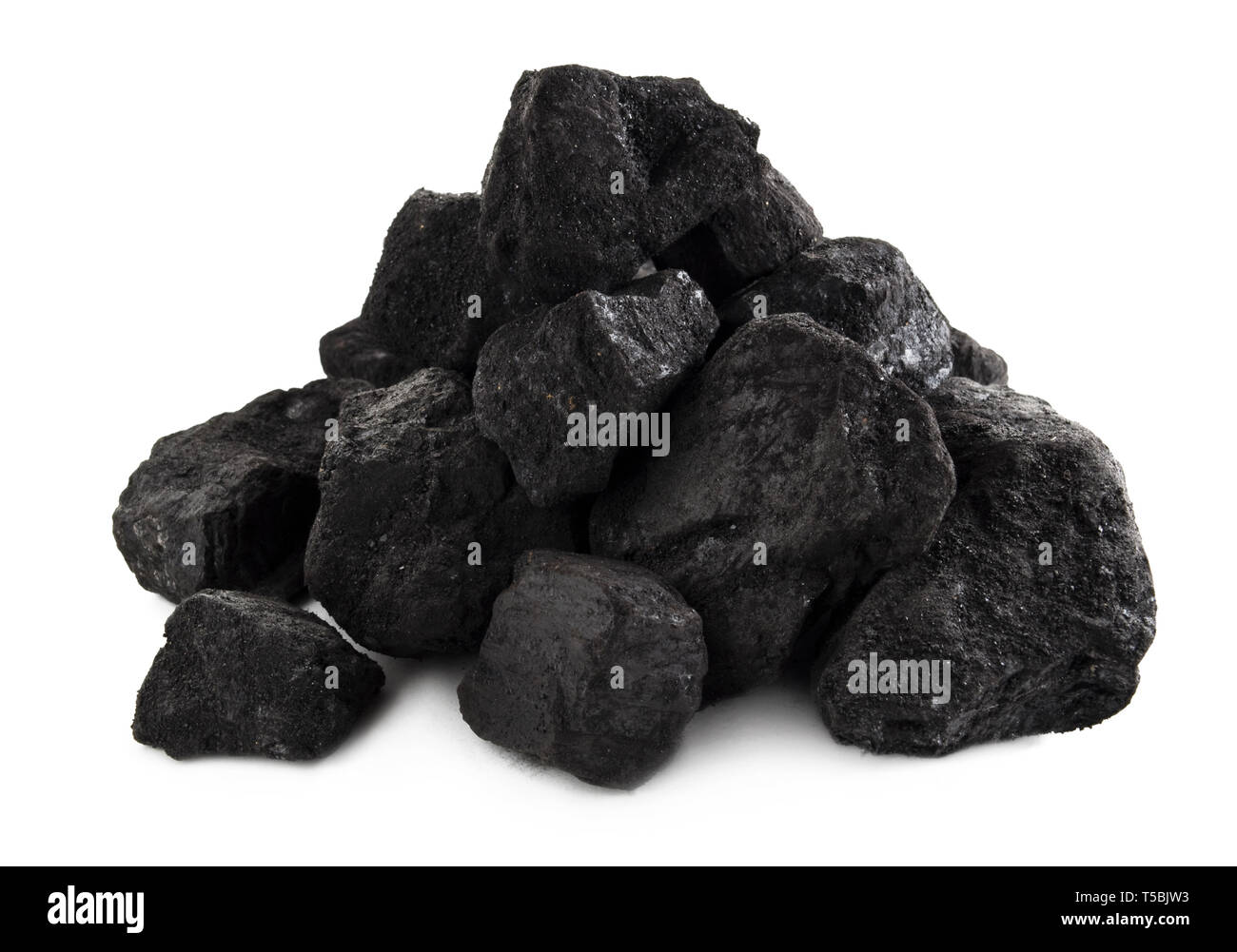 Coal stack isolated on white background Stock Photo - Alamy