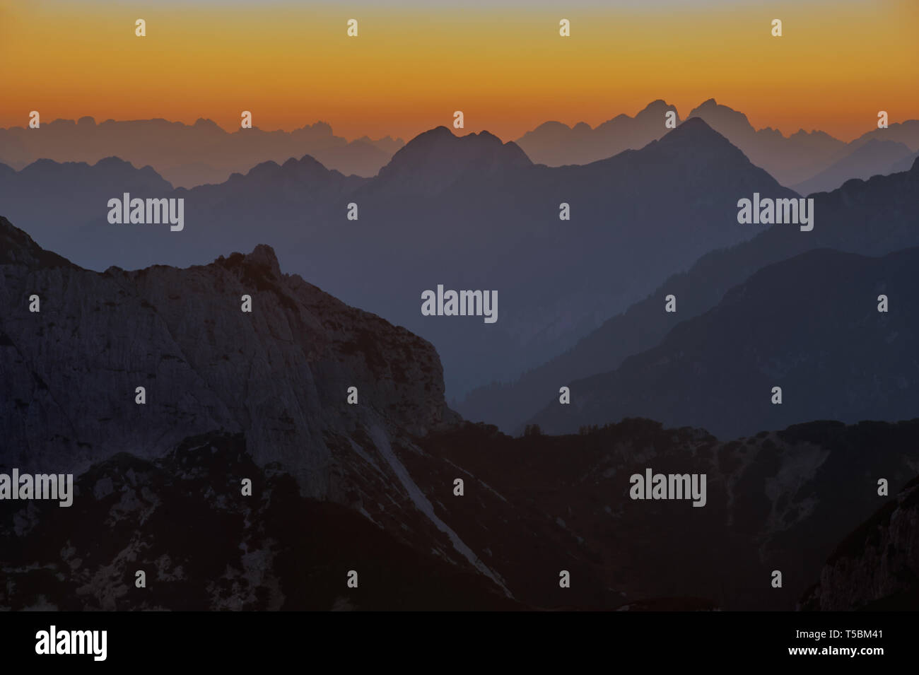 Beautiful Mountain Sunset Evening Glow in the Alps Stock Photo - Alamy