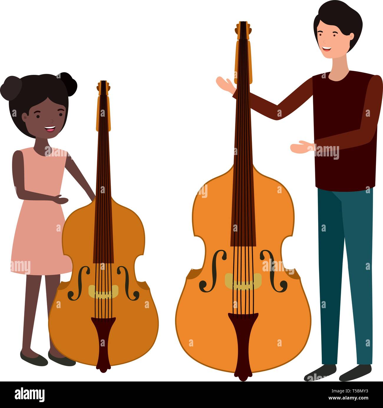 man with daughter and fiddle character Stock Vector Image & Art - Alamy