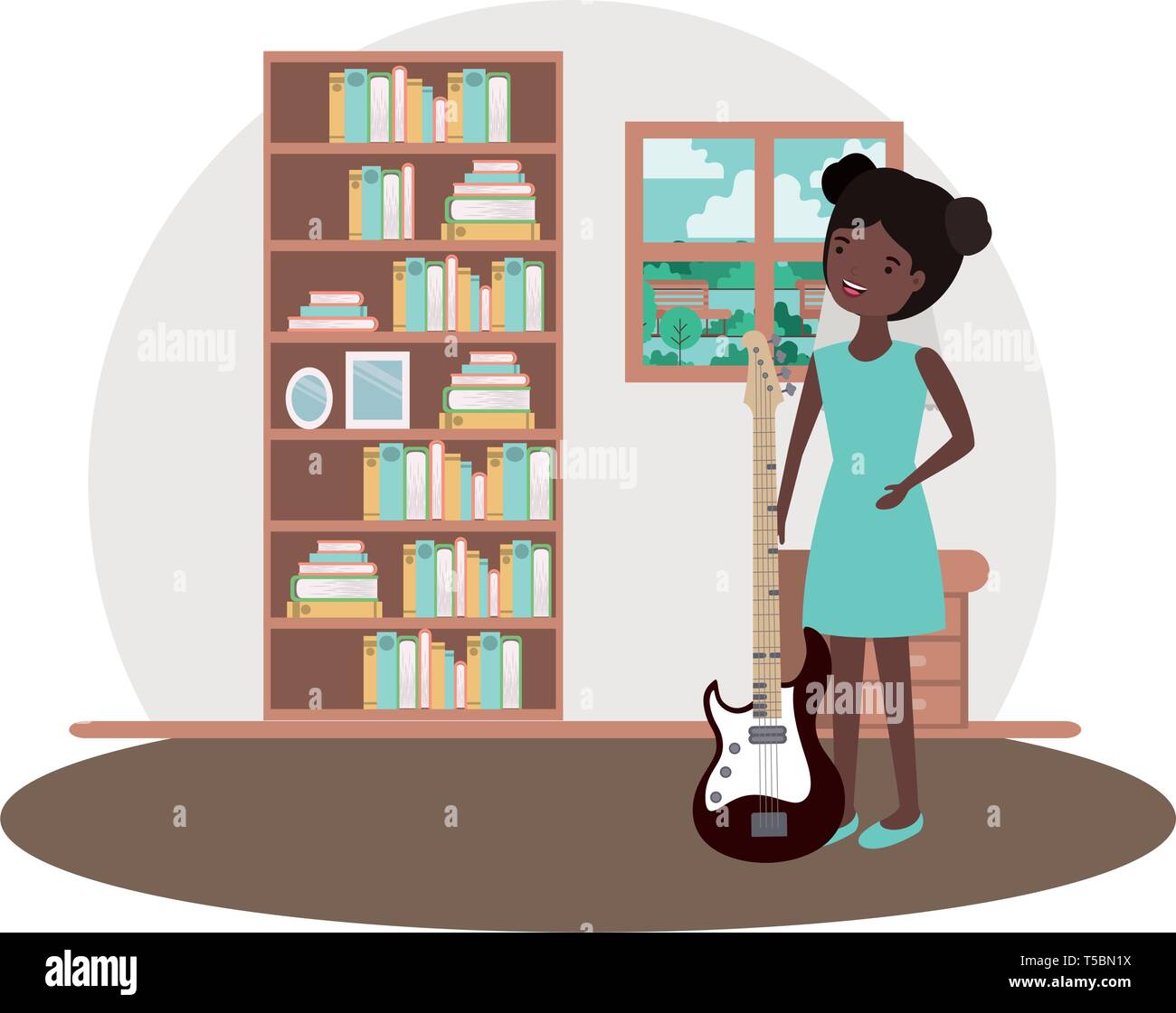 Harmonica and guitar girl Stock Vector Images - Alamy