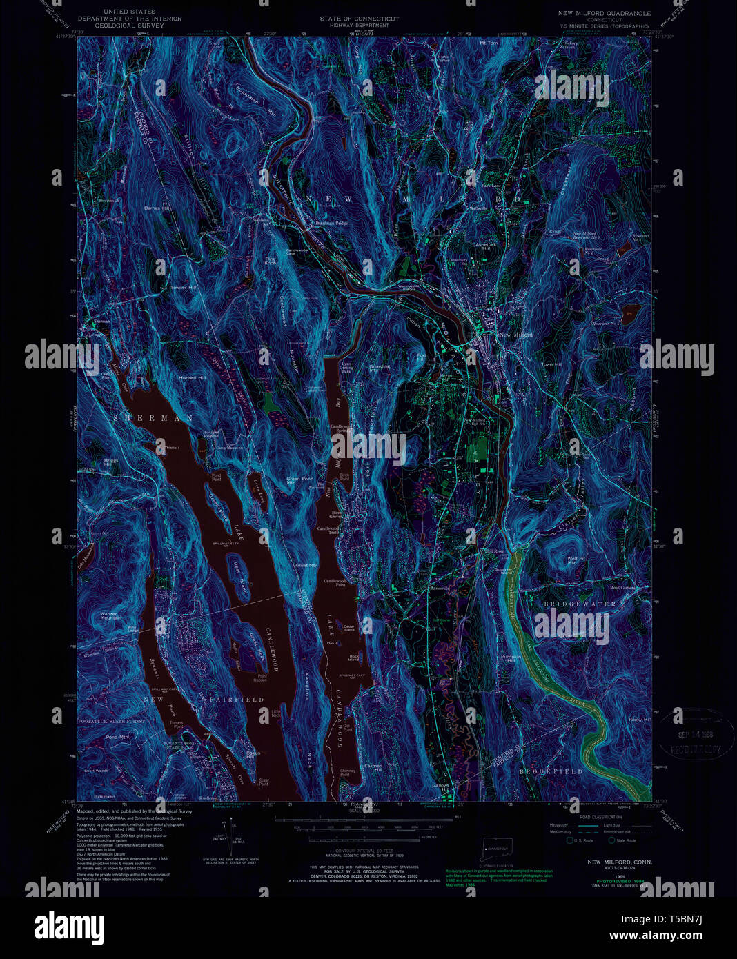 USGS TOPO Map Connecticut CT New Milford 330728 1955 24000 Inverted ...