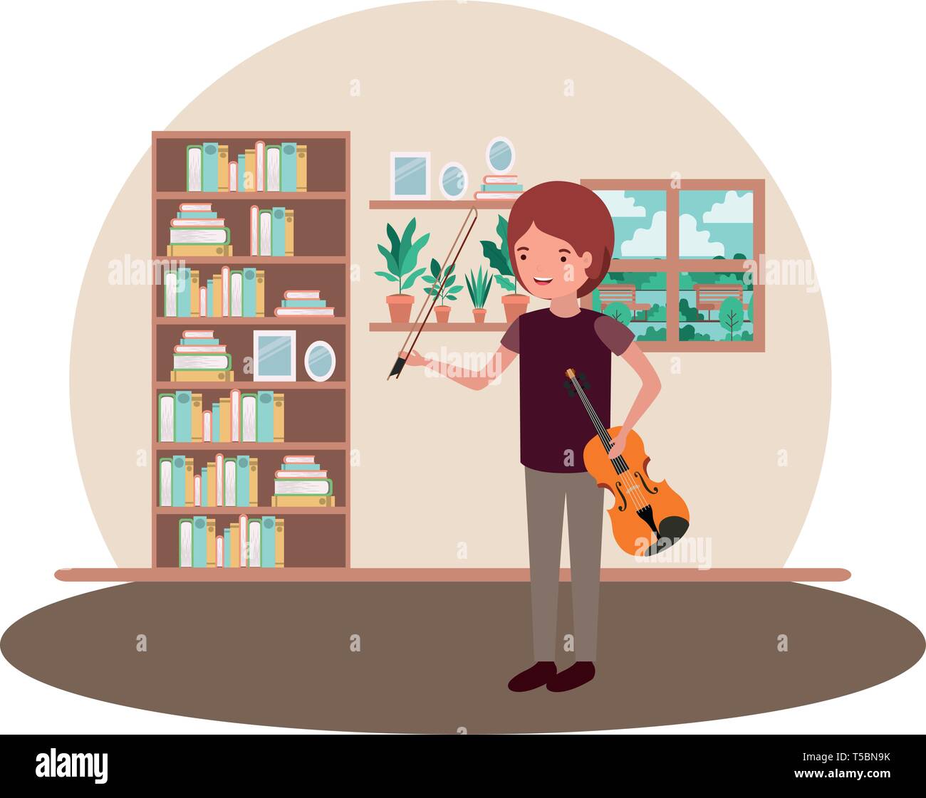 man with violin in living room avatar character Stock Vector Image ...