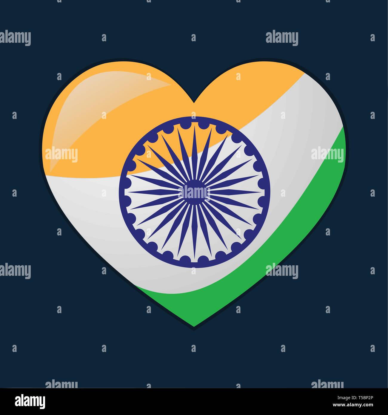 heart with indian flags vector symbol illustration Stock Vector Image ...