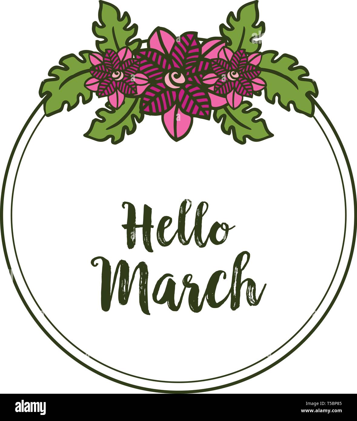 Vector illustration leaf flower frame for invitation card hello march ...