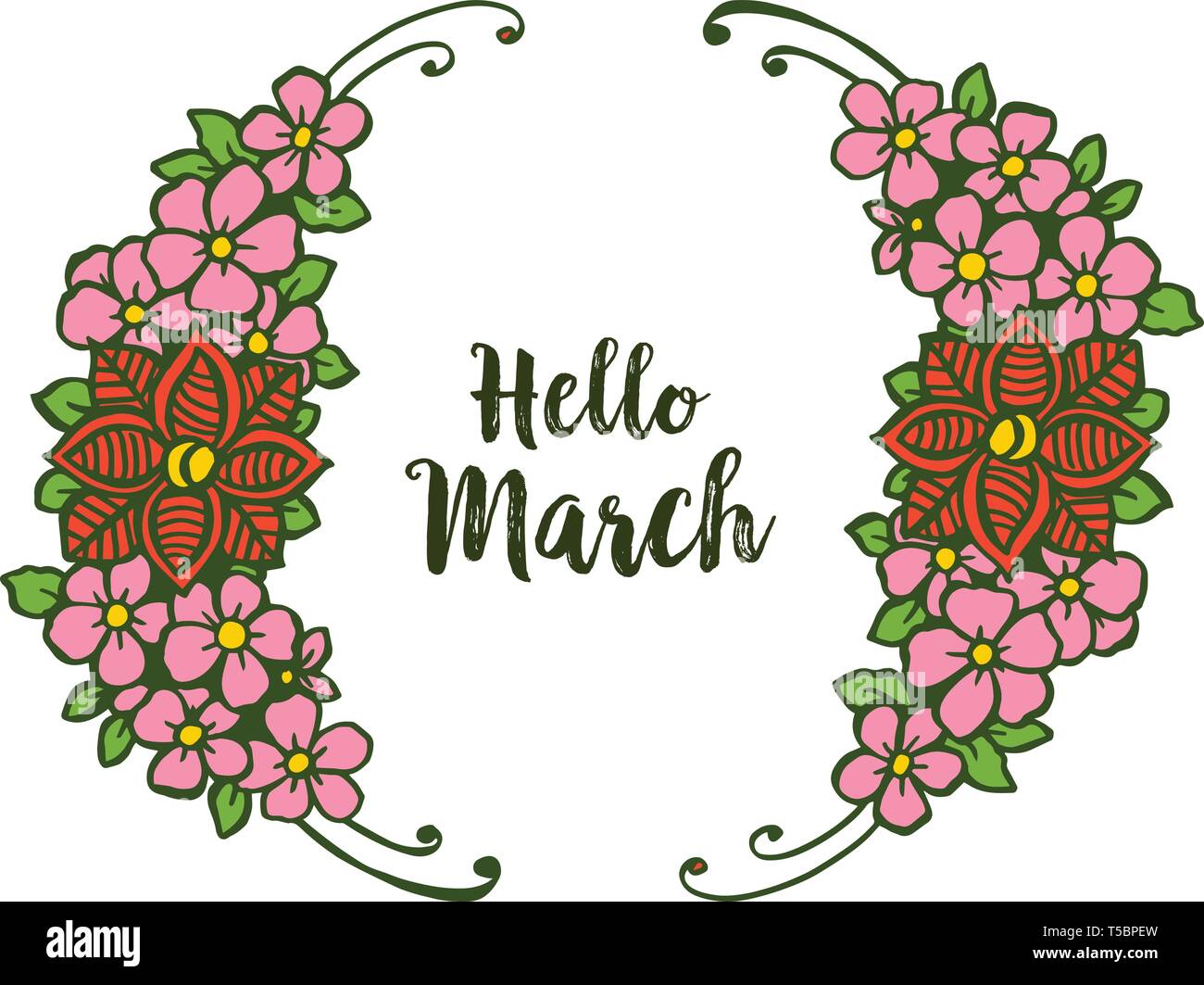 Vector illustration beautiful wreath frame for ornate design hello ...