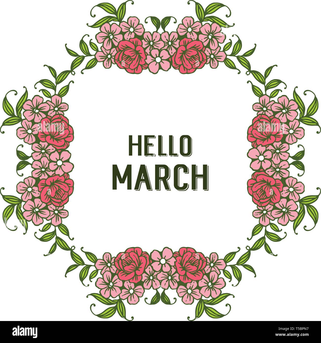 Vector illustration of invitation hello march with various design ...