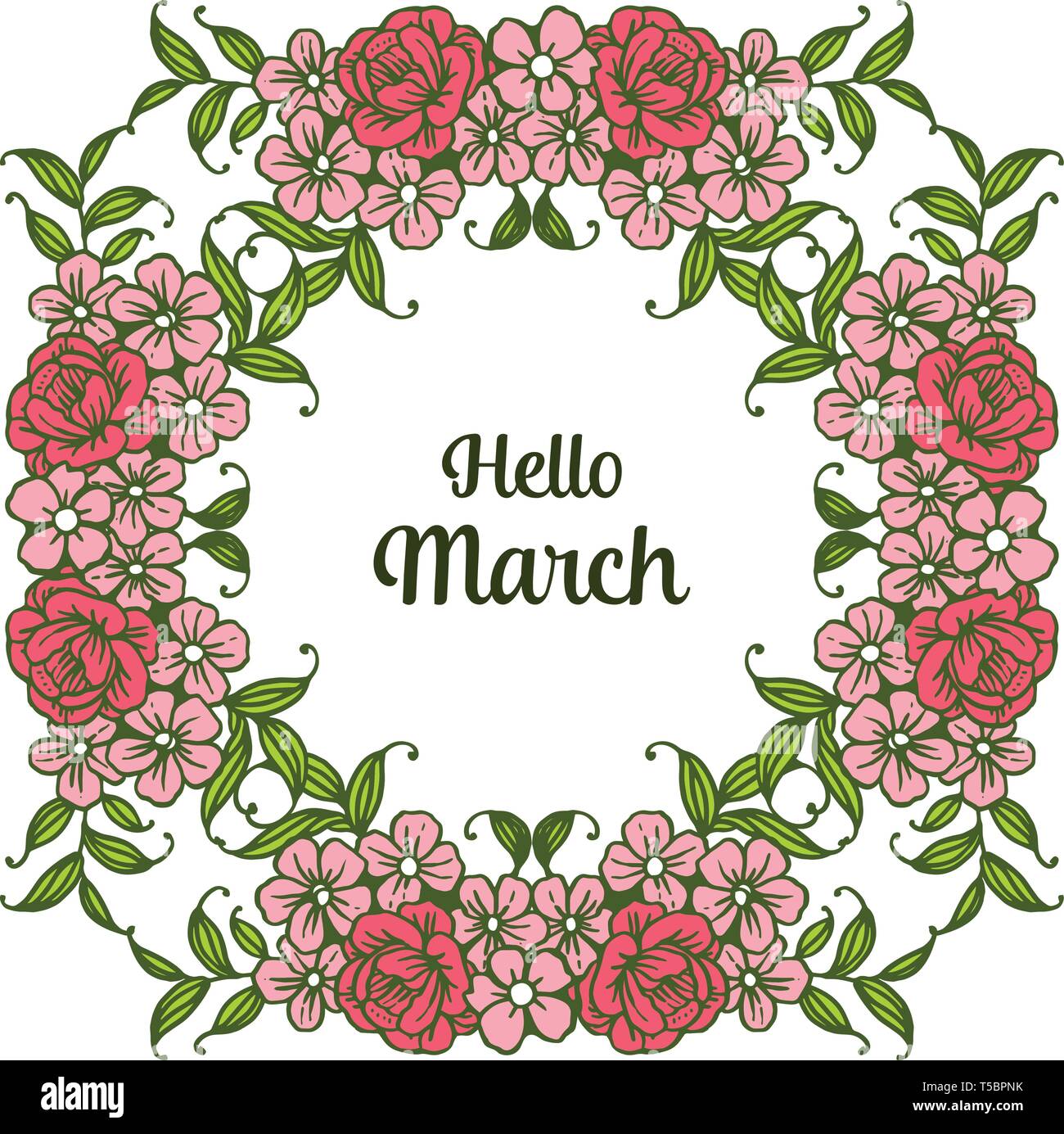 Vector illustration of invitation hello march with various design ...