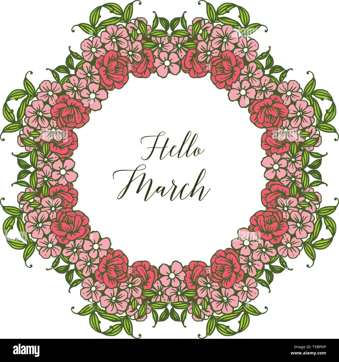 Vector illustration of invitation hello march with various design ...