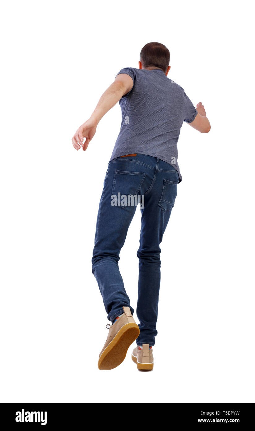 back view of running man. backside view of person. Rear view people ...