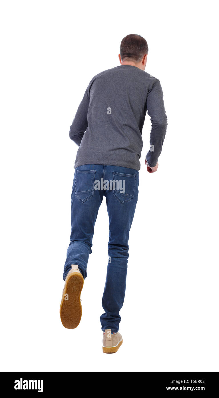 back view of running man. backside view of person. Rear view people ...