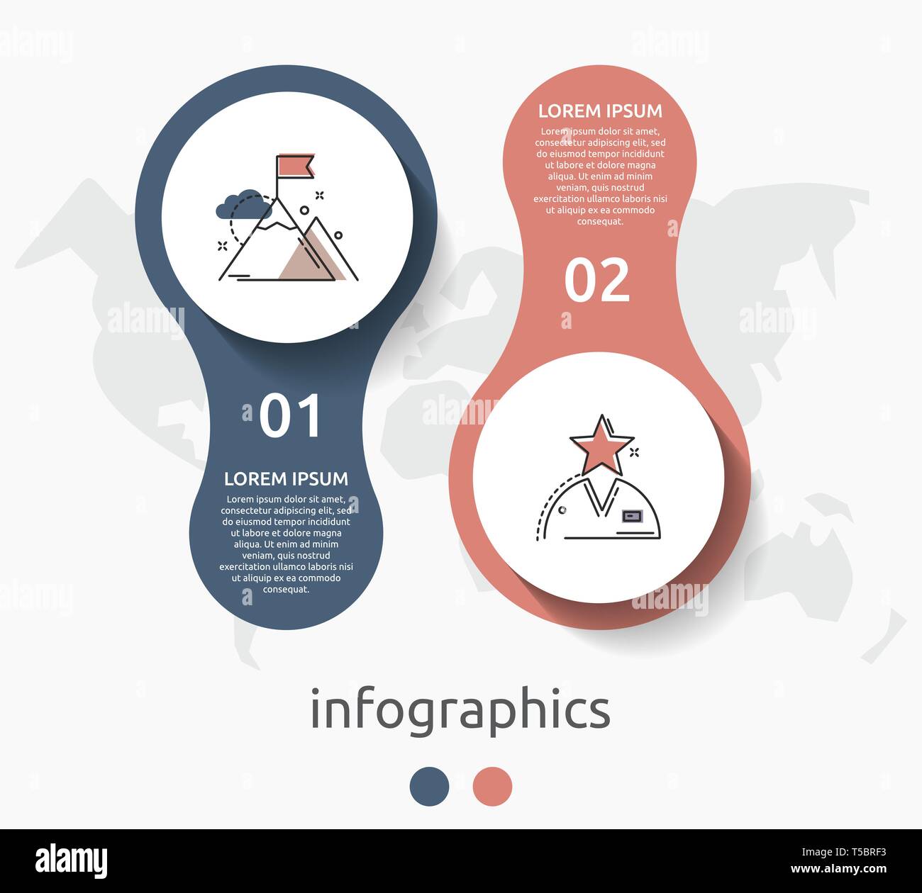 Vector infographic flat template circles for two label, diagram, graph ...