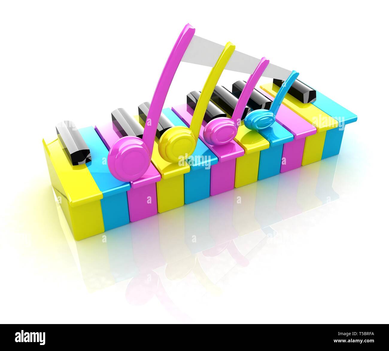 Colorfull piano keys on a white background Stock Photo - Alamy