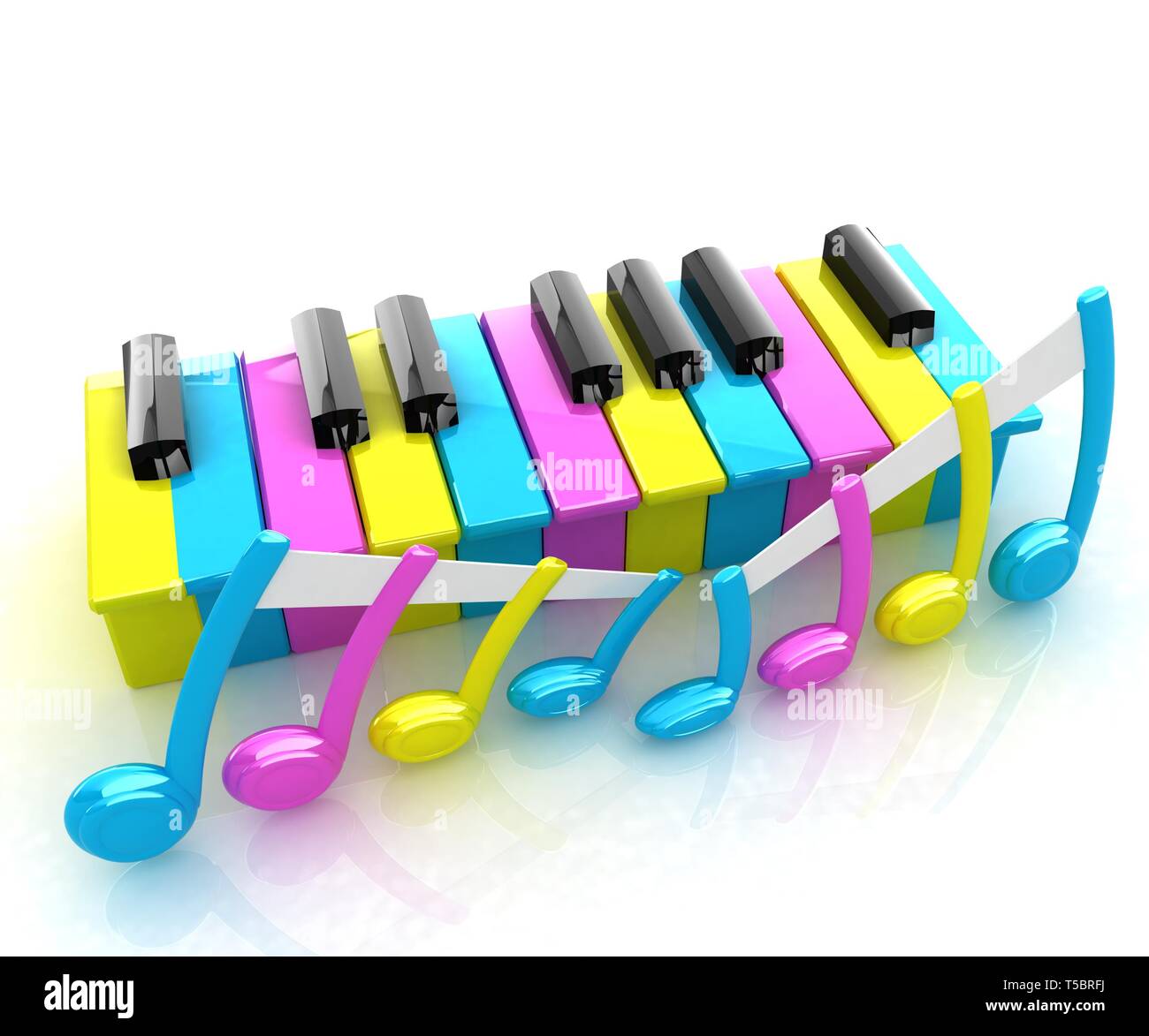 Colorfull piano keys on a white background Stock Photo - Alamy