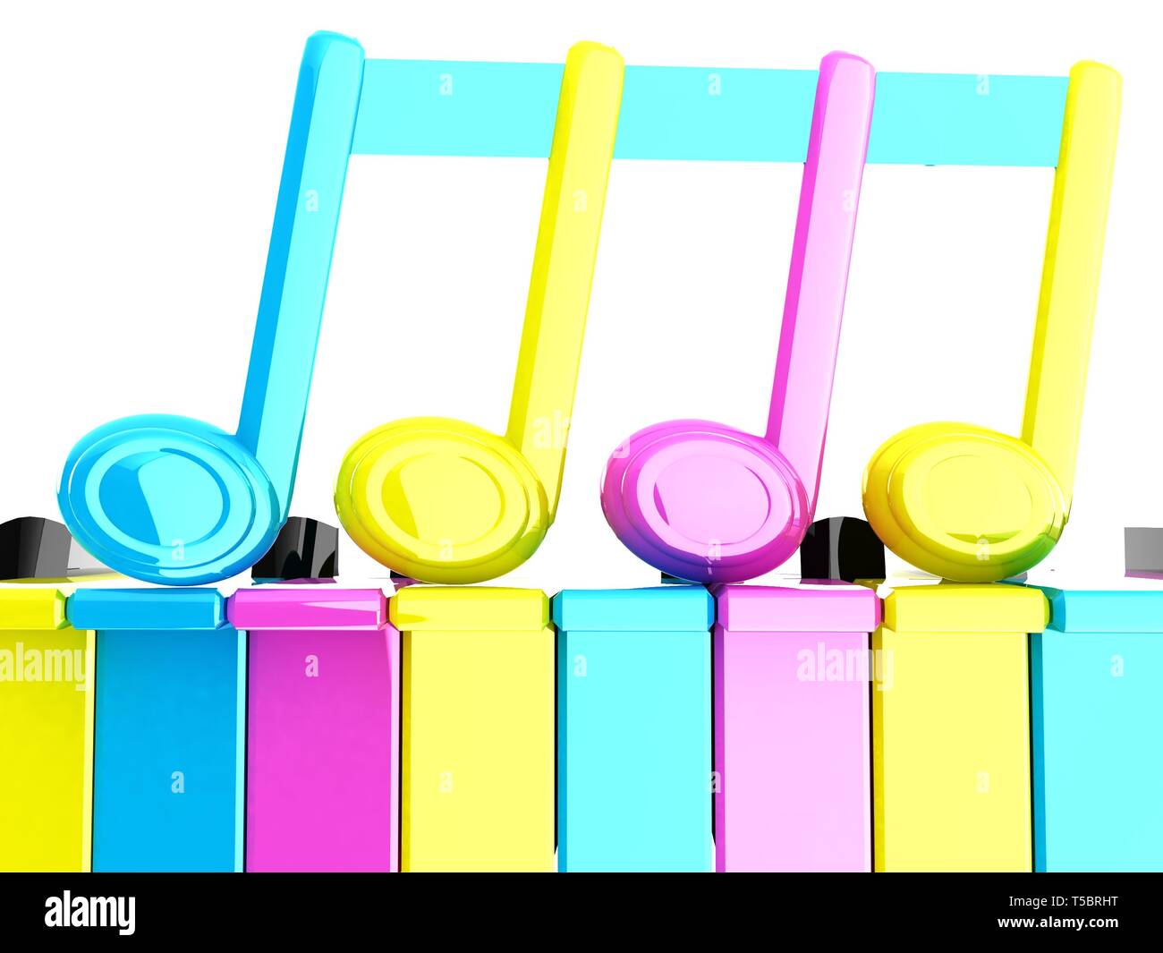 Colorfull piano keys on a white background Stock Photo - Alamy
