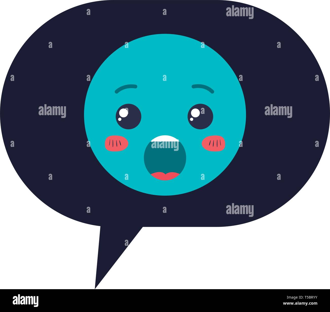 speech bubble with emoji surprised kawaii character Stock Vector Image ...