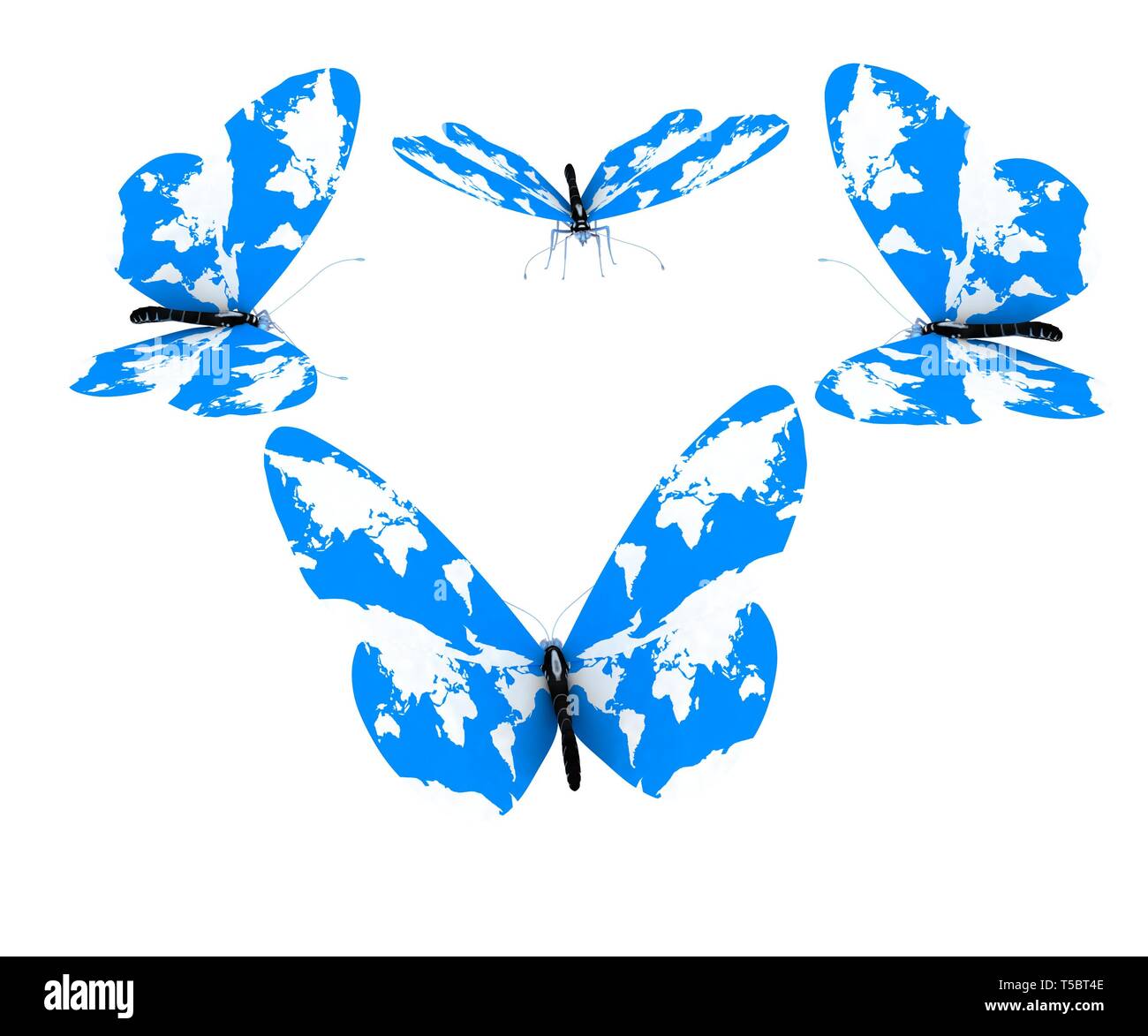 Map of Earth on butterflies isolated on white Stock Photo - Alamy