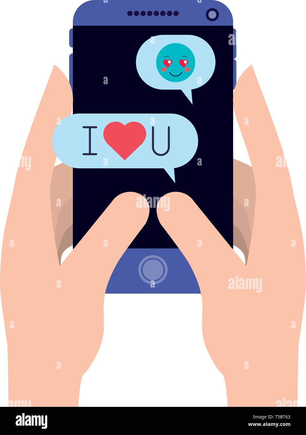 hands using smartphone and social media icons Stock Vector Image & Art ...